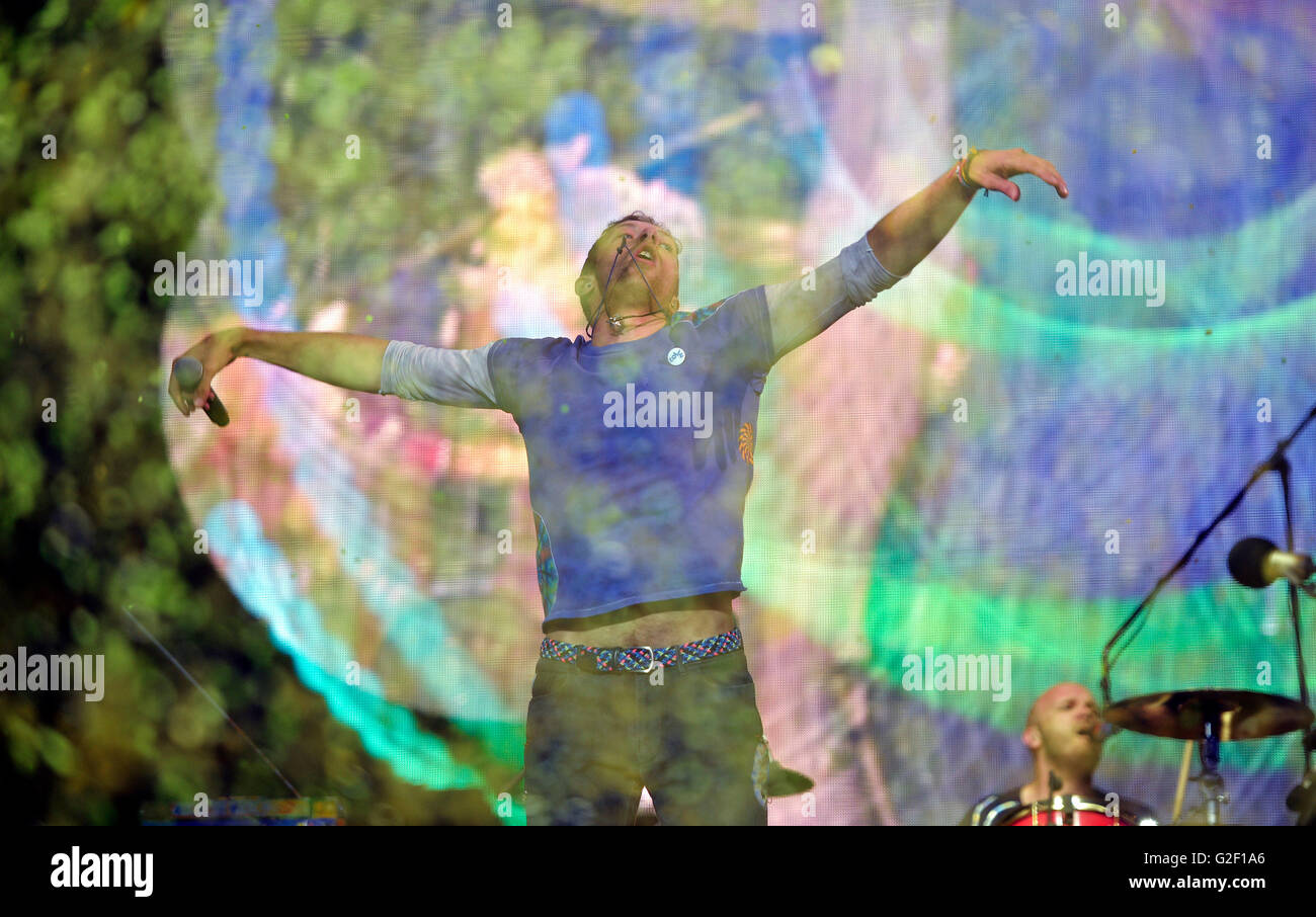 EDITORIAL USE ONLY Coldplay perform on stage during BBC Radio 1's Big ...