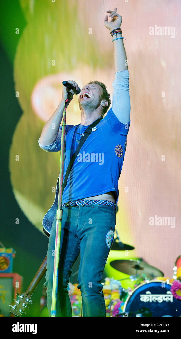 EDITORIAL USE ONLY Coldplay perform on stage during BBC Radio 1's Big ...