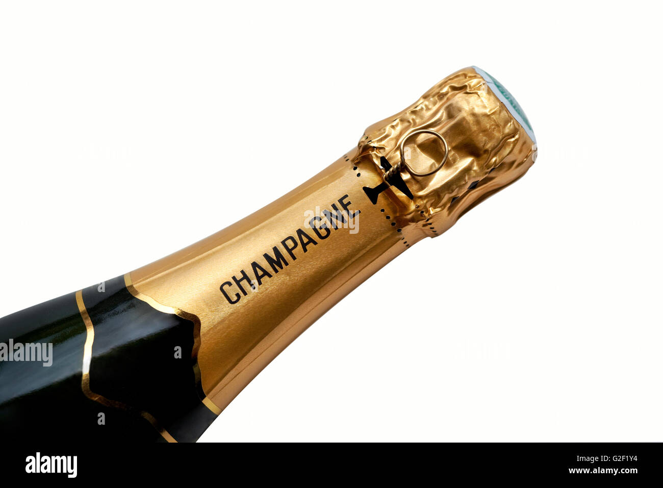 Close up of a French bottle of Champagne wine Stock Photo - Alamy
