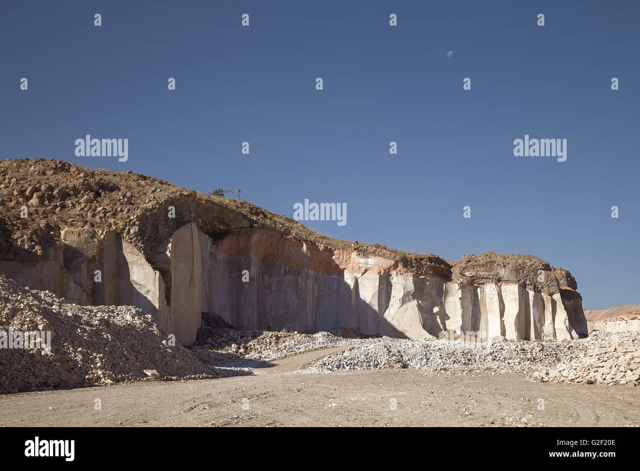 The famous sillar stone quarry, Peru. A light coloured volcanic rock ...