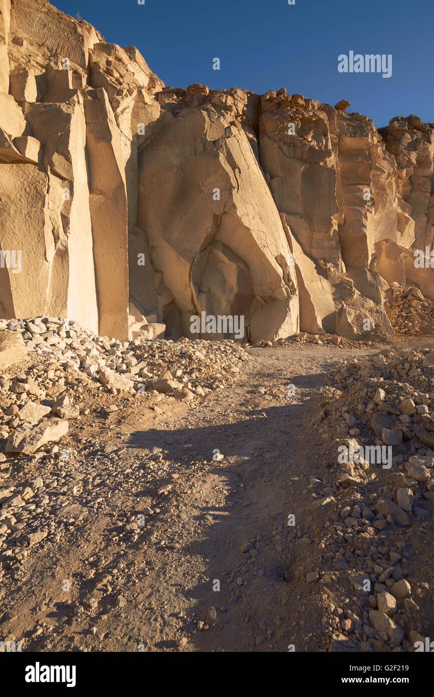 The famous sillar stone quarry, Peru. A light coloured volcanic rock ...