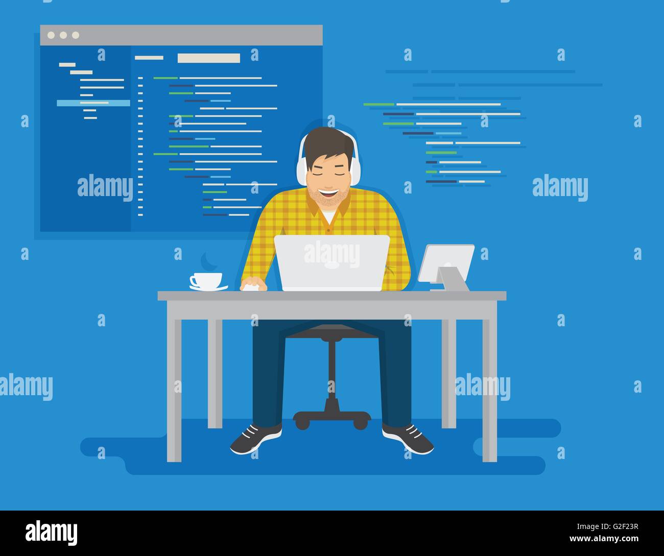Young programmer coding a new project Stock Vector Image & Art - Alamy