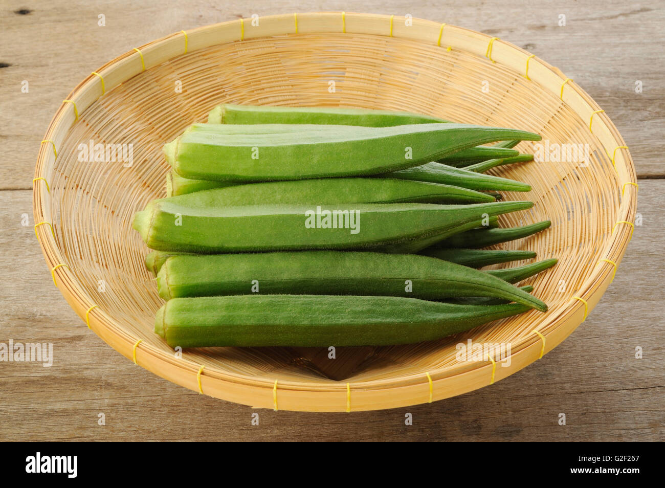 fresh okra in bamboo basket Stock Photo - Alamy