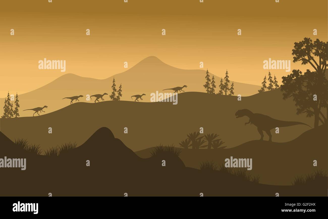 Silhouette of Eoraptor and Allosaurus Stock Vector Image & Art - Alamy