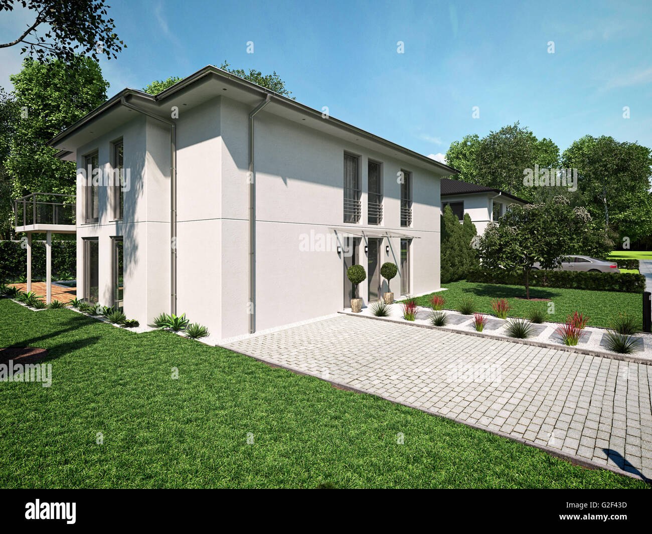 beautiful modern house. 3d rendering Stock Photo - Alamy