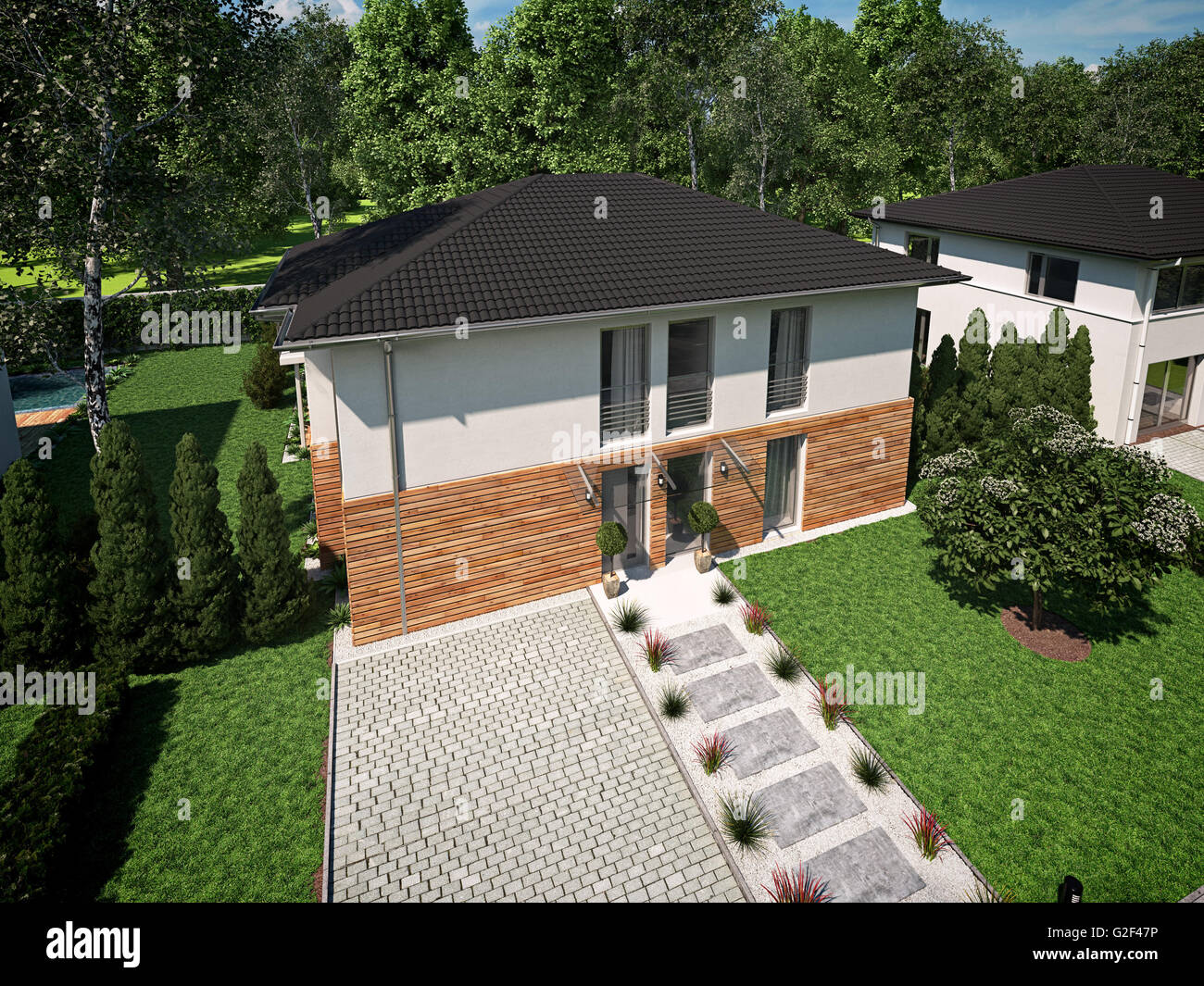 beautiful modern house. 3d rendering Stock Photo - Alamy