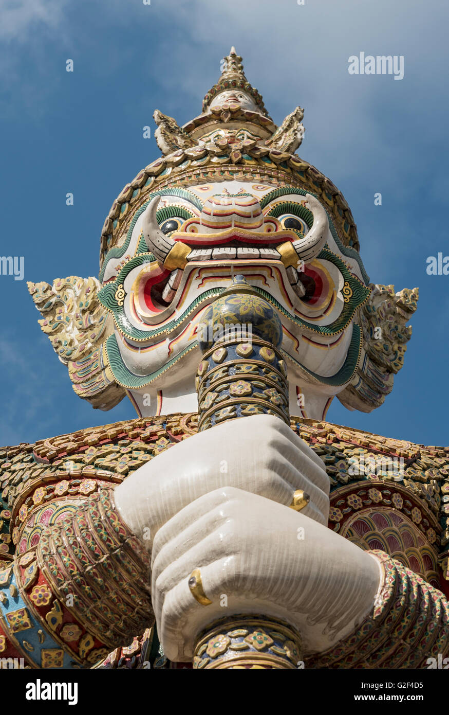 Close up of statue of giant Yaksha demon guarding gates of Grand Palace ...