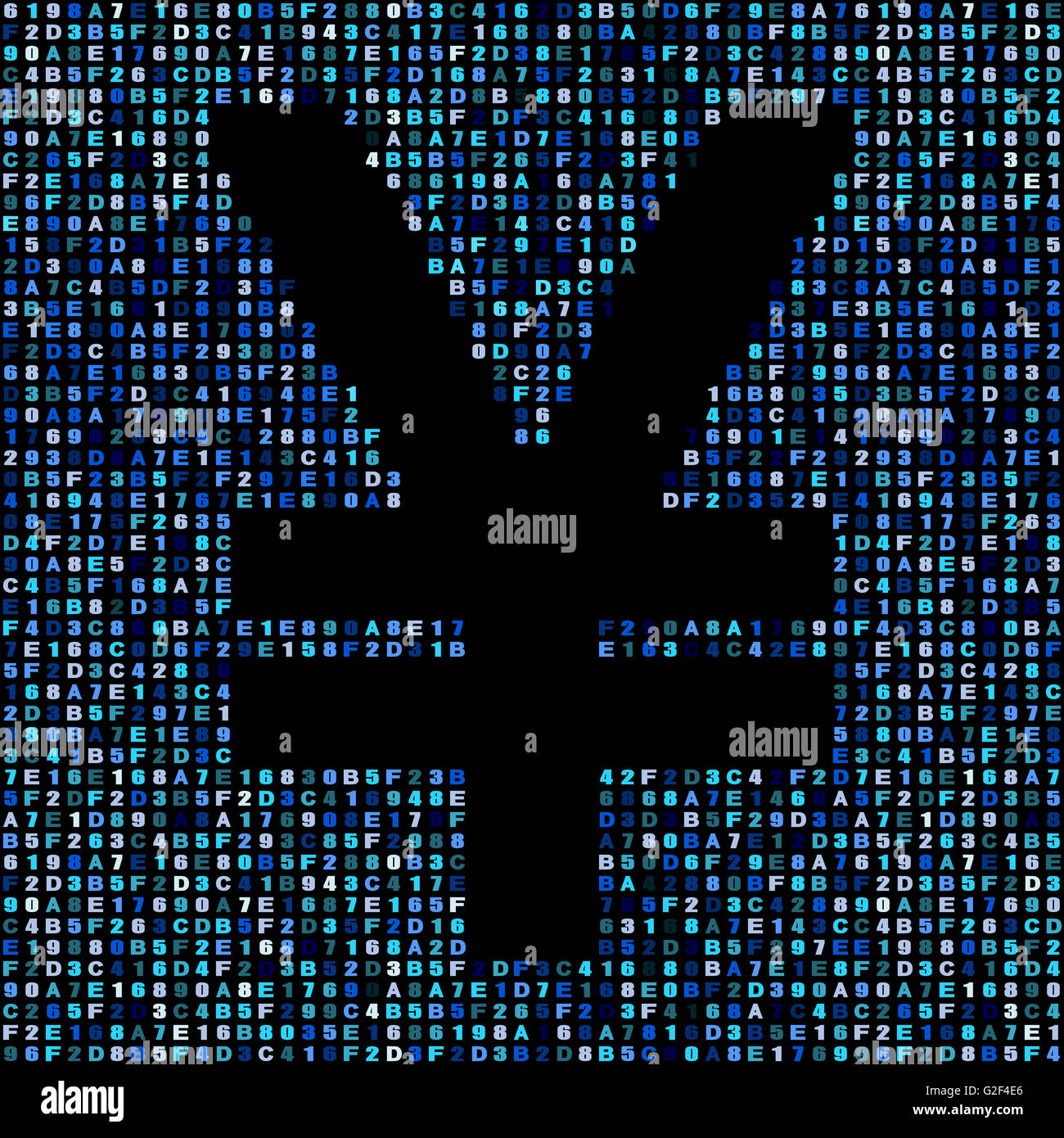 Yen symbol on hex blue code illustration Stock Photo - Alamy