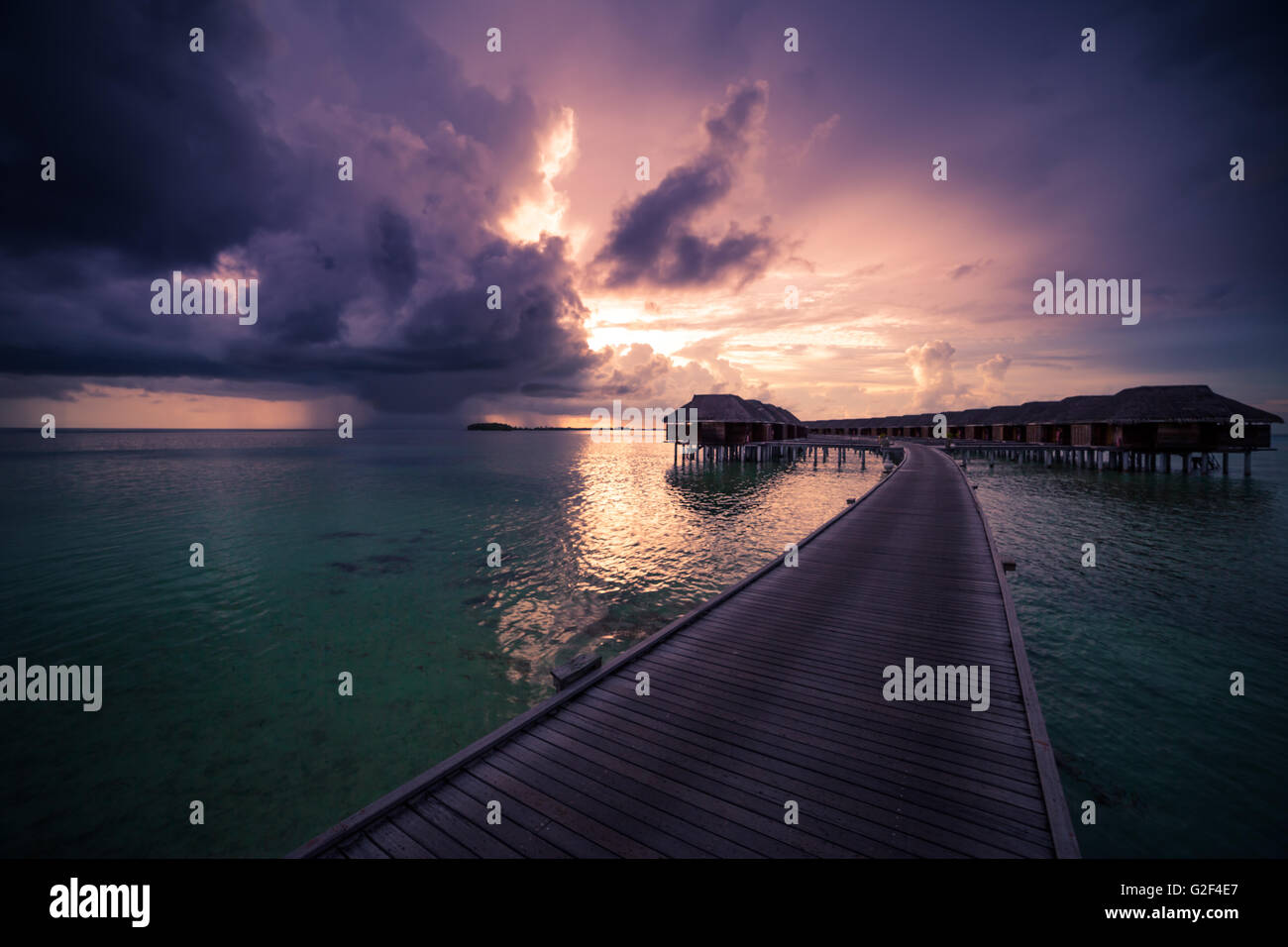 Amazing abstract background. Beautiful sunset colors in Maldives. Long ...