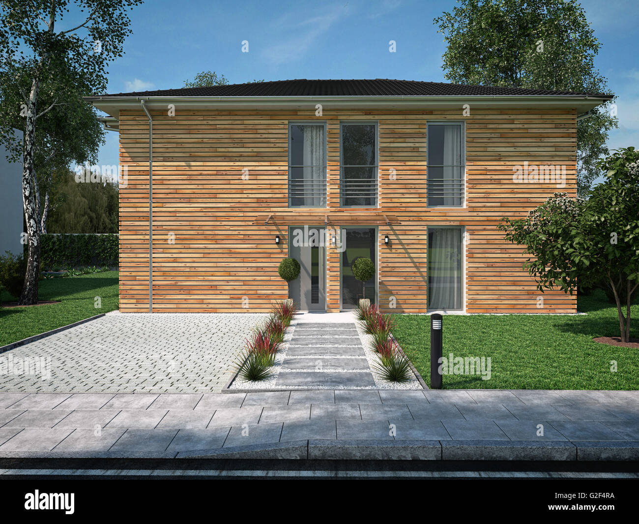 beautiful modern house. 3d rendering Stock Photo - Alamy