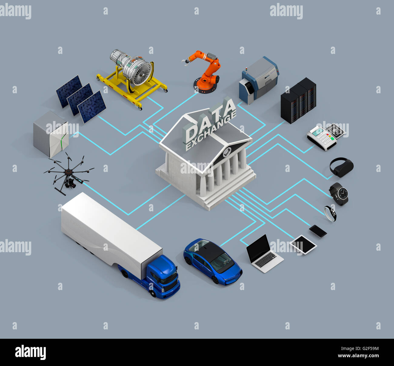 Data exchange marketplace concept. 3D rendering image Stock Photo - Alamy