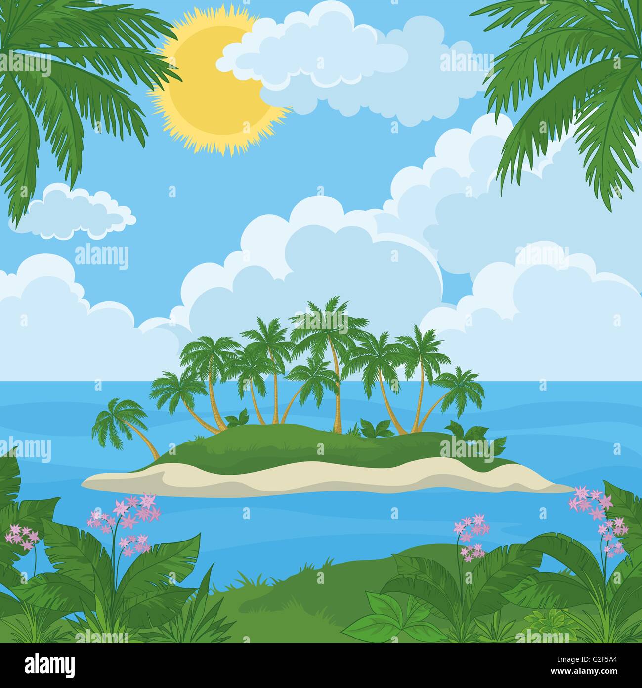 Tropical flowers beach Stock Vector Images - Alamy