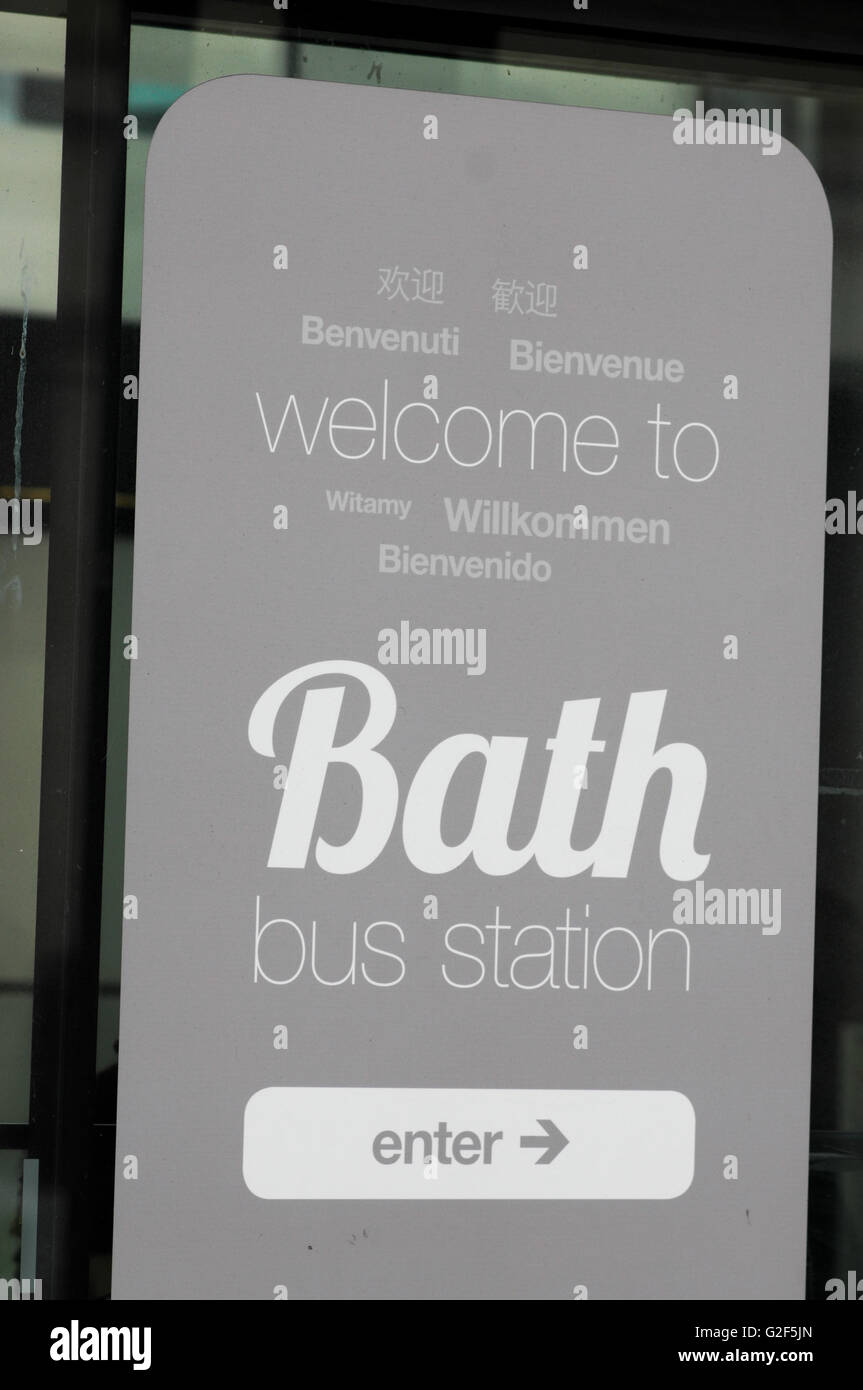Bath bus station sign in England UK Stock Photo - Alamy