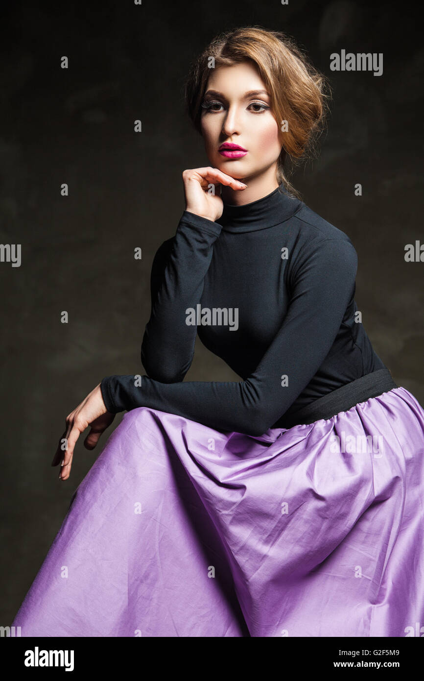 Fashion model pink lips hi-res stock photography and images - Alamy