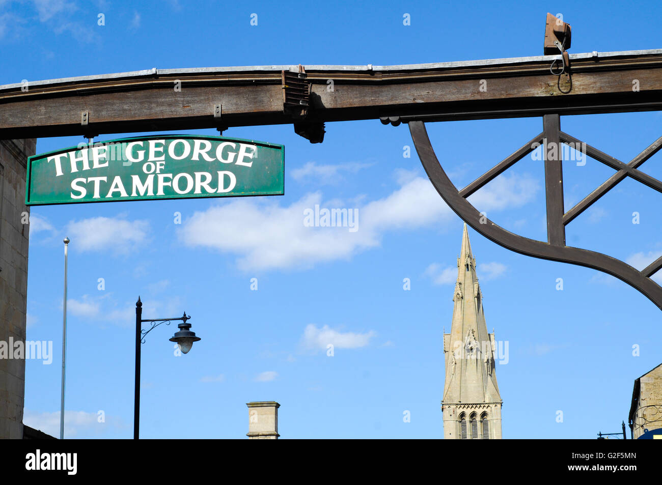 Stamford town sign England UK Stock Photo - Alamy