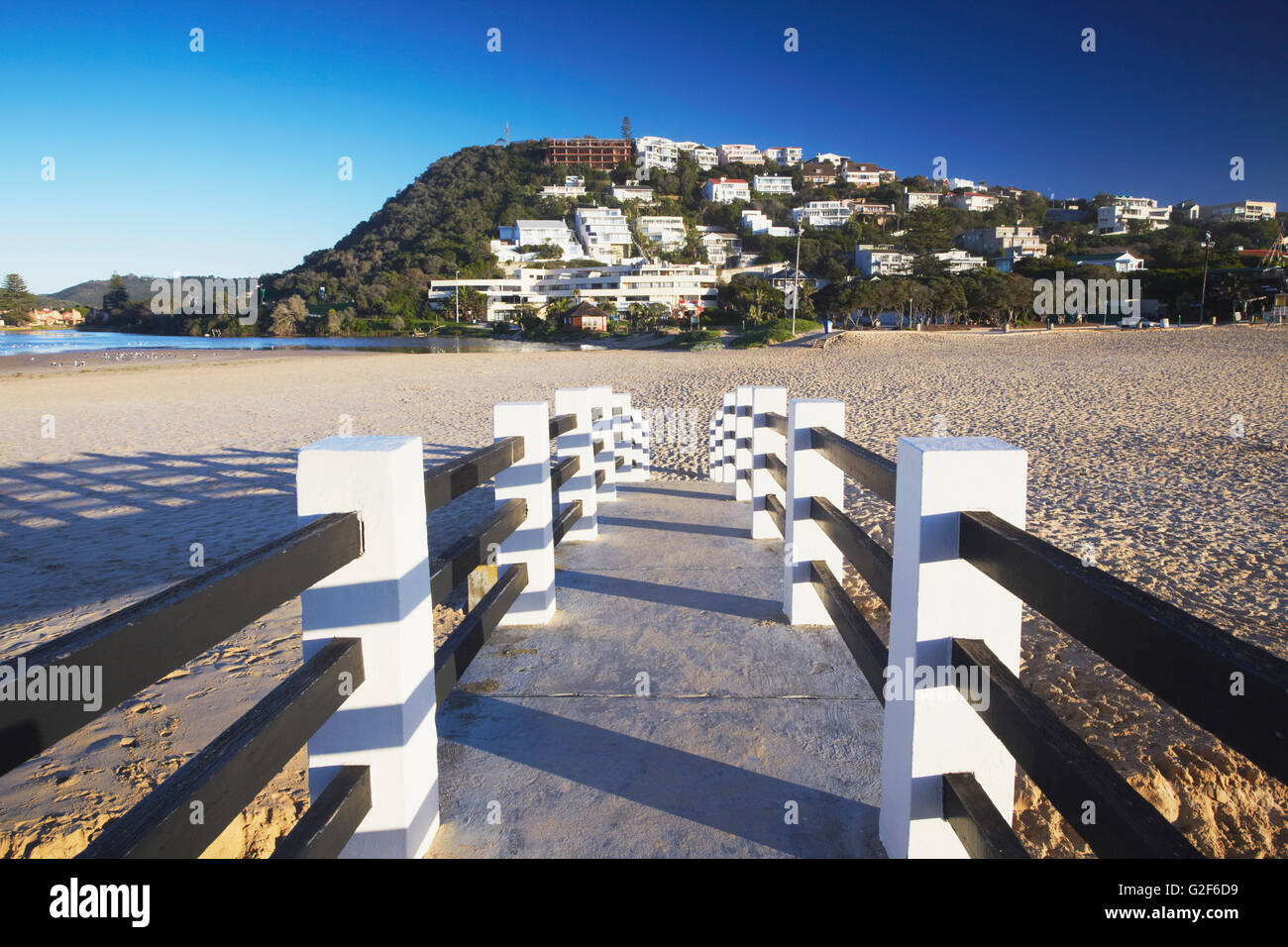 Footbridge leading down to Plettenberg Bay beach, Western Cape, South ...