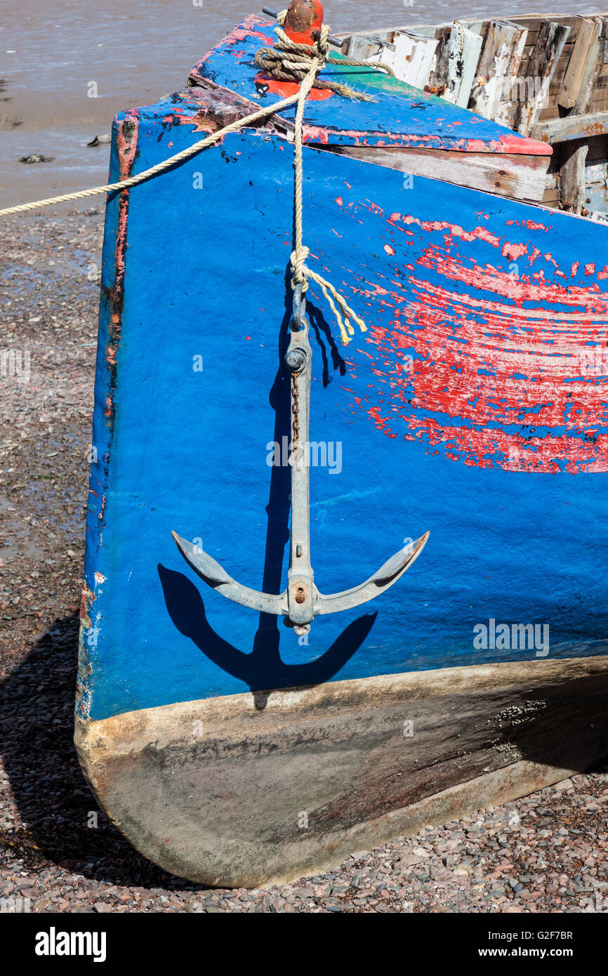 Anchor shadow on boat beached at Kippford, Dumfries and Galloway ...