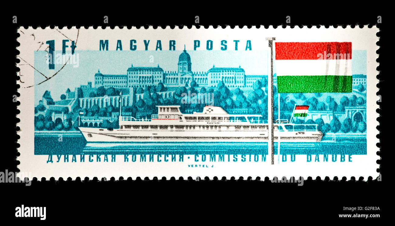 Postage stamp from Hungary depicting a diesel ship, Hunyadi, Buda ...