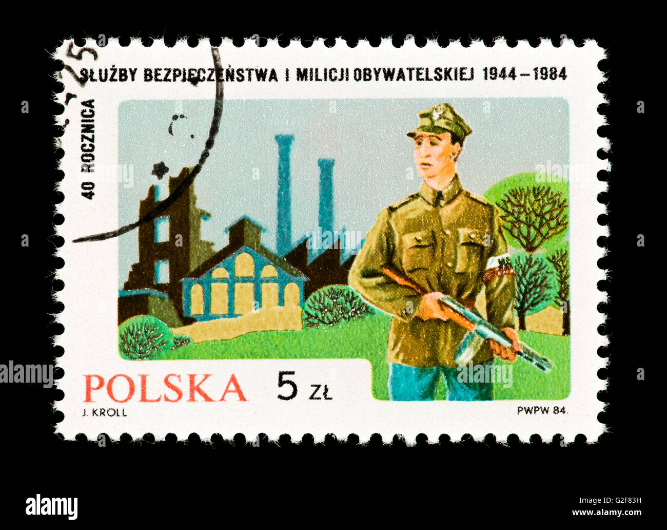 Postage stamp from Poland depicting a soldier, issued for the 40th ...