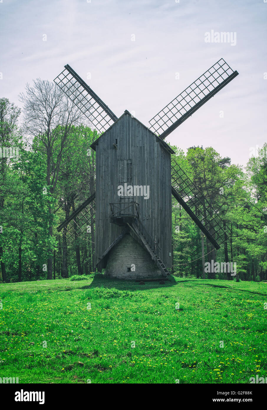 Old estonian windmill on the hill Stock Photo - Alamy
