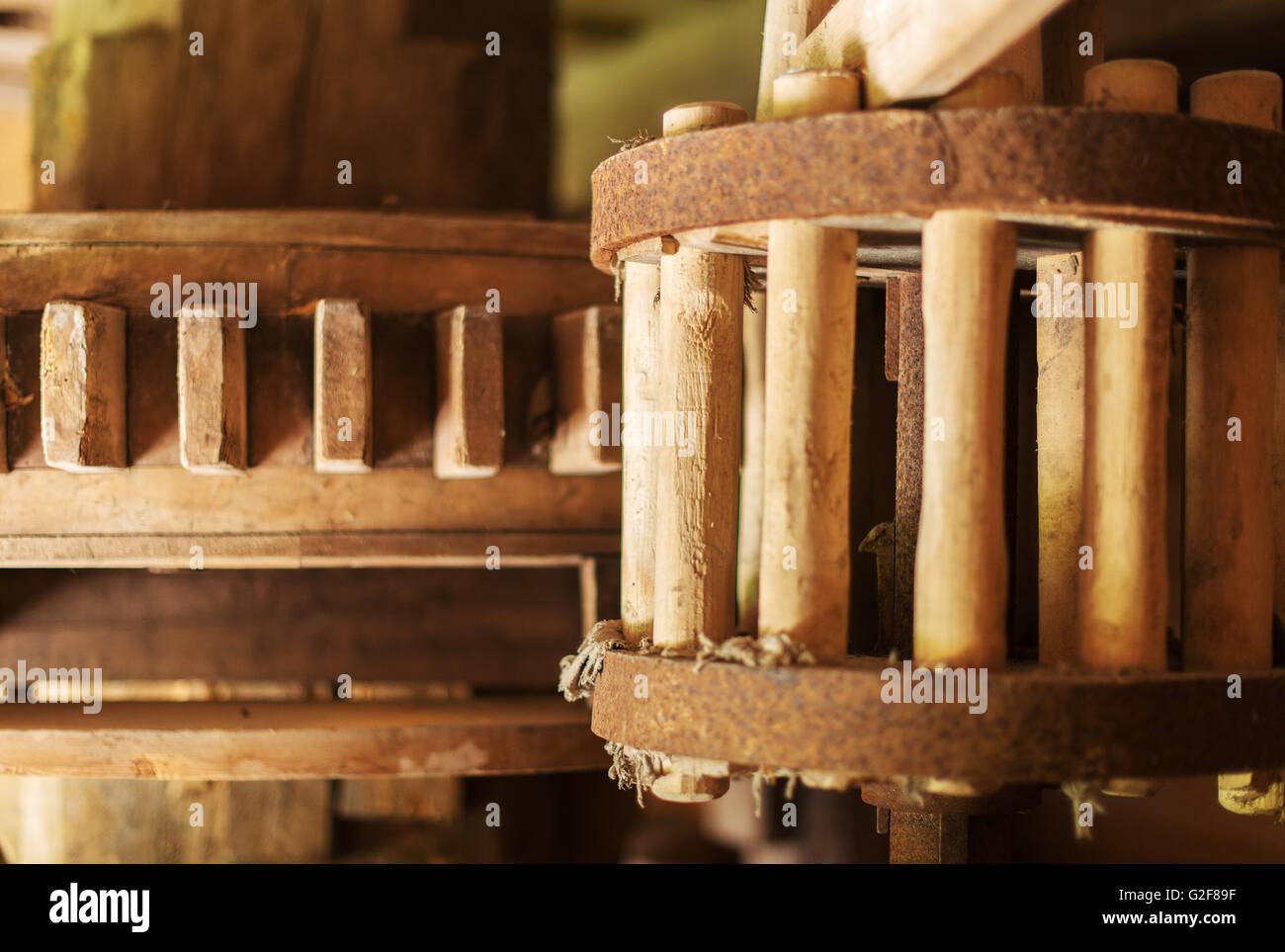 Internal working mechanism of the windmill Stock Photo - Alamy