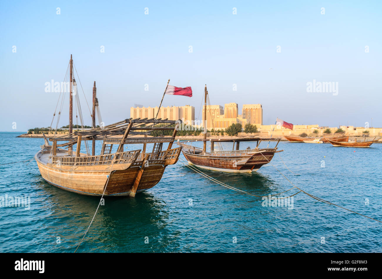 Traditional arabian dhows in Doha , Qatar, Middle East Stock Photo - Alamy