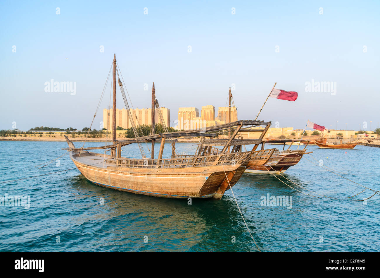Traditional arabian dhows in Doha , Qatar, Middle East Stock Photo - Alamy