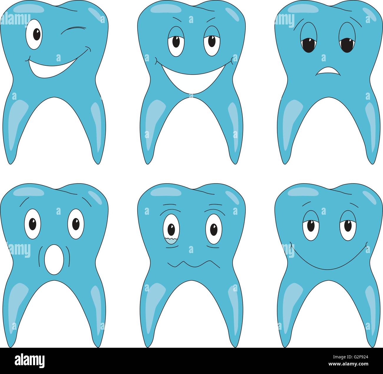 Six vector tooth emotions on a white background Stock Vector Image ...