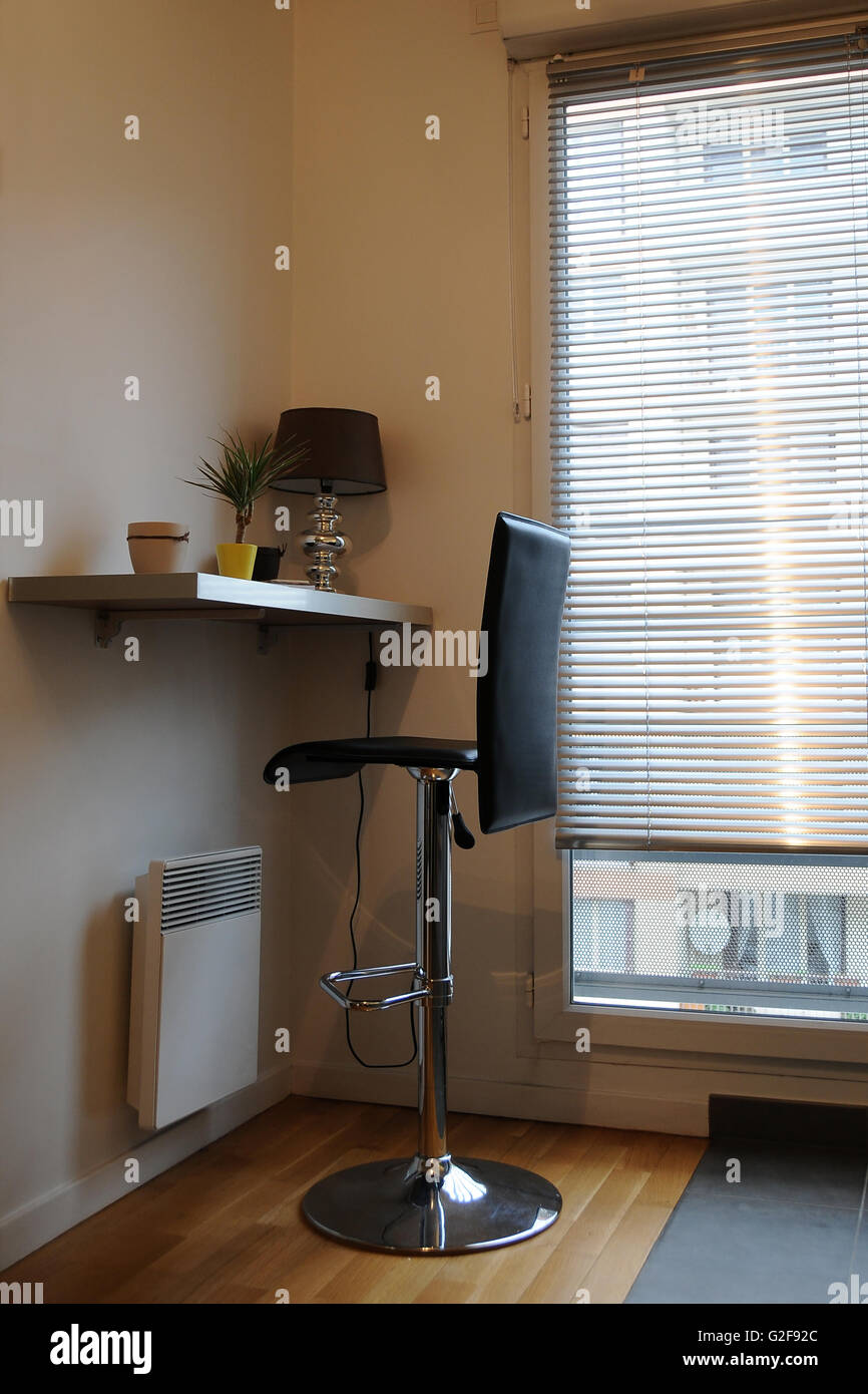 reception with leather chair and table Stock Photo - Alamy