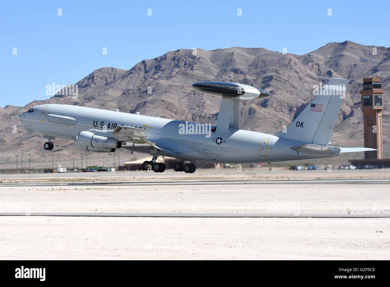 A U.S. Air Force E-3A Sentry AWACS from 552nd Air Control Wing, taking ...