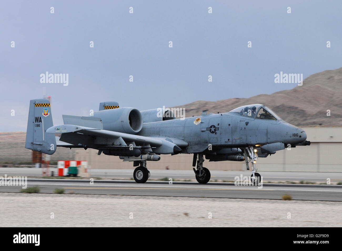 An A-10C Thunderbolt II from 57th Wing landing at Nellis Air Force Base ...