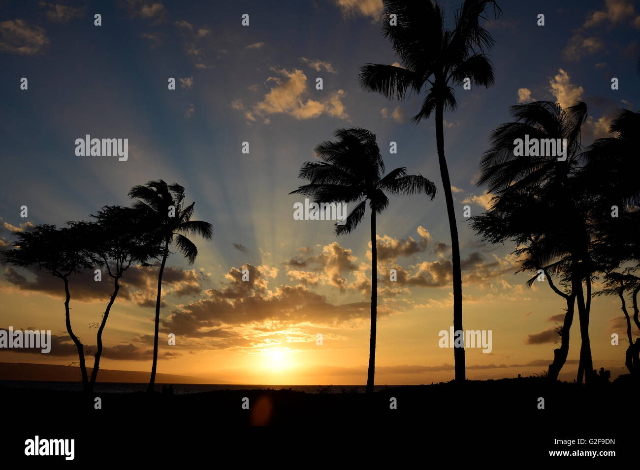 Sunset at Ka'anapali Beach in Maui, Hawaii Stock Photo - Alamy