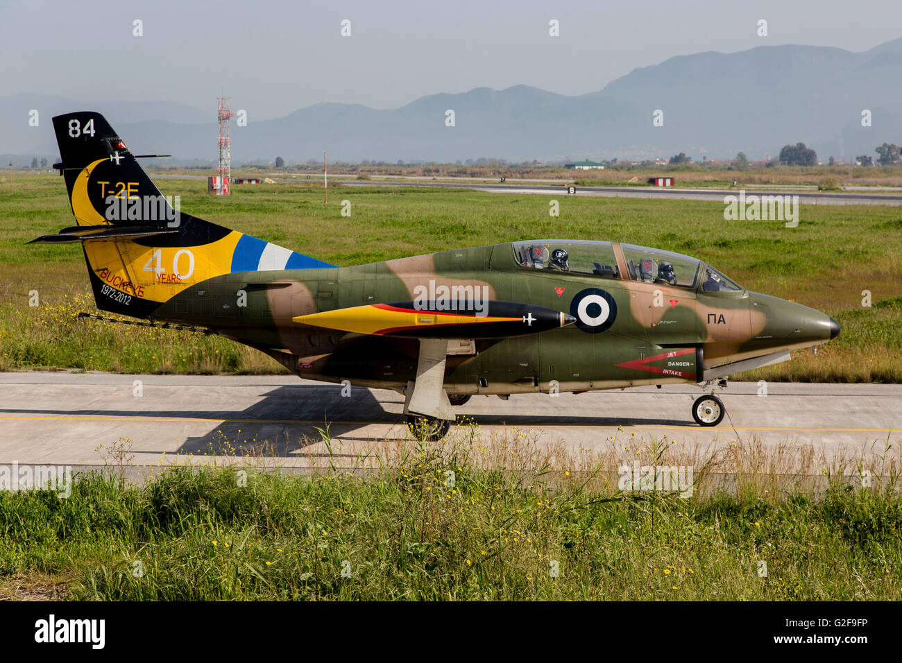 A T-2E Buckeye trainer aircraft of the Hellenic Air Force in 40th ...