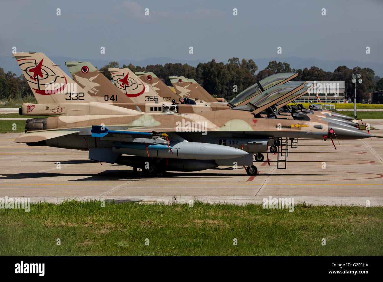 Israeli Air Force F-16`s of three different squadrons during joint ...