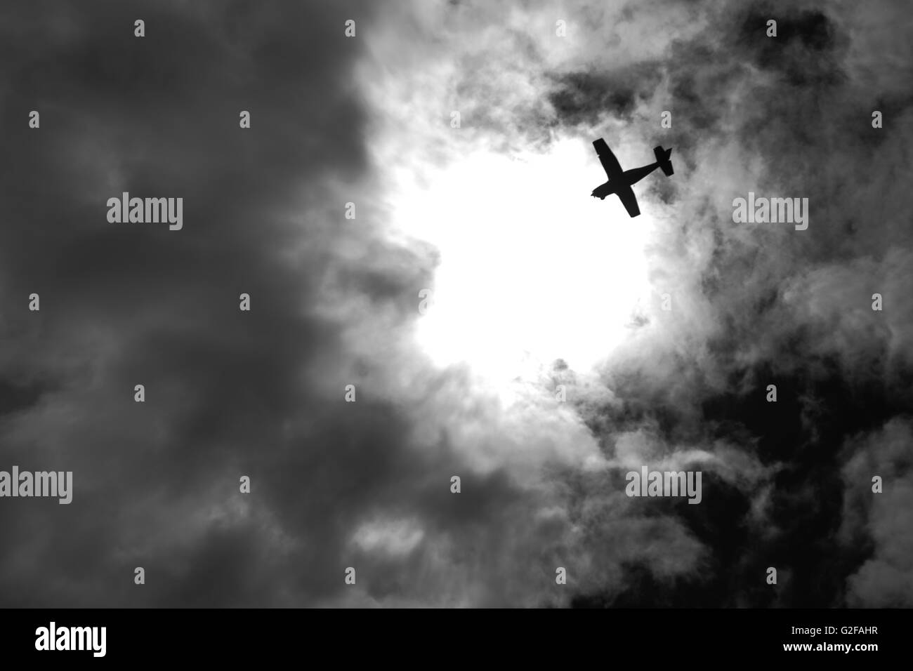 Airplane Silhouette Against Dramatic Sky, Low Angle View Stock Photo ...