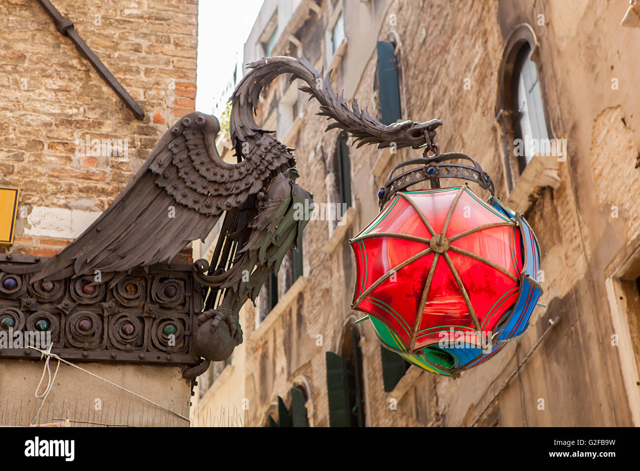The Maforio Dragon lantern with umbrellas in Venice, Italy Stock Photo ...
