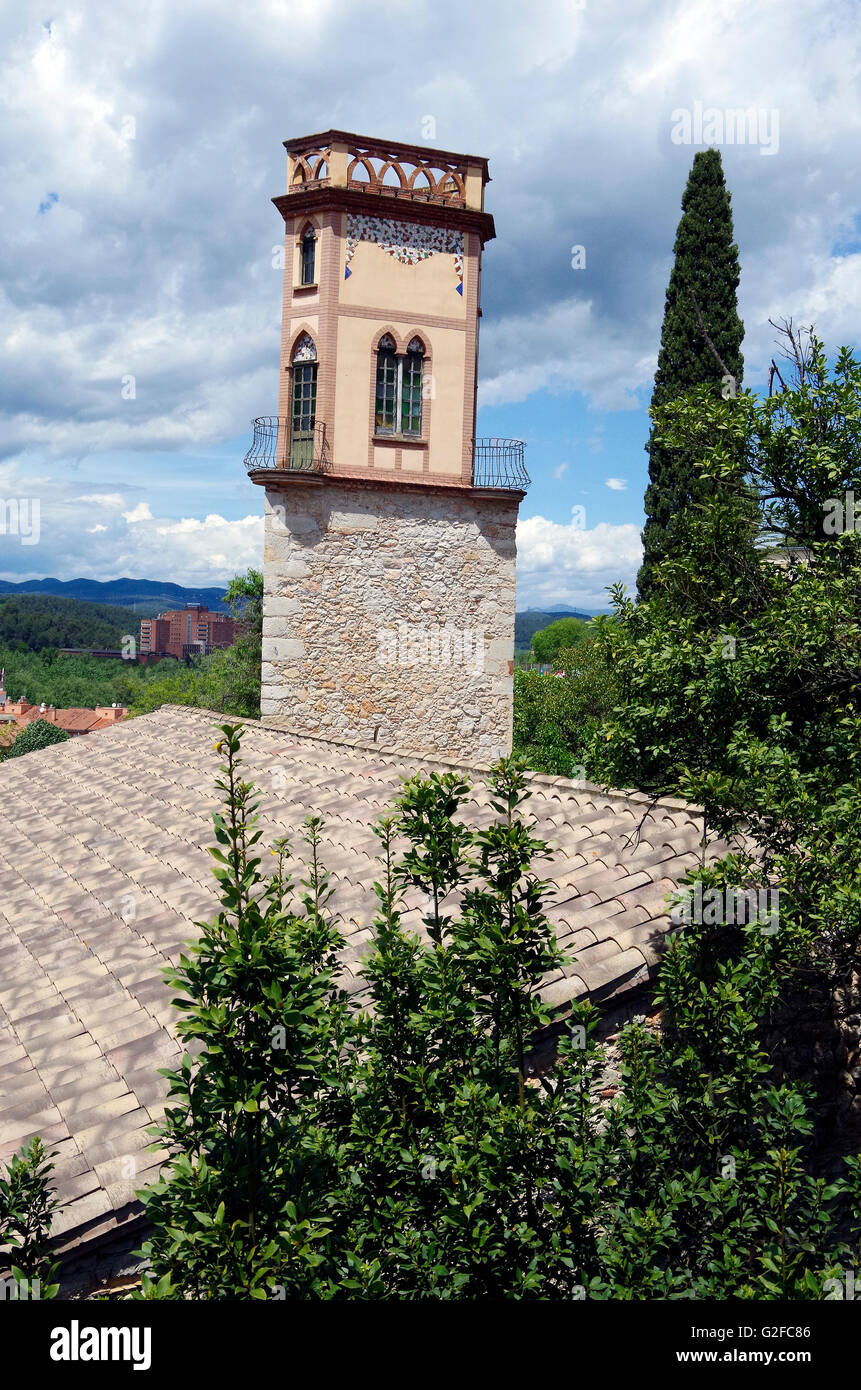 Girona, Spain, Folly built on tower of city wall Stock Photo - Alamy
