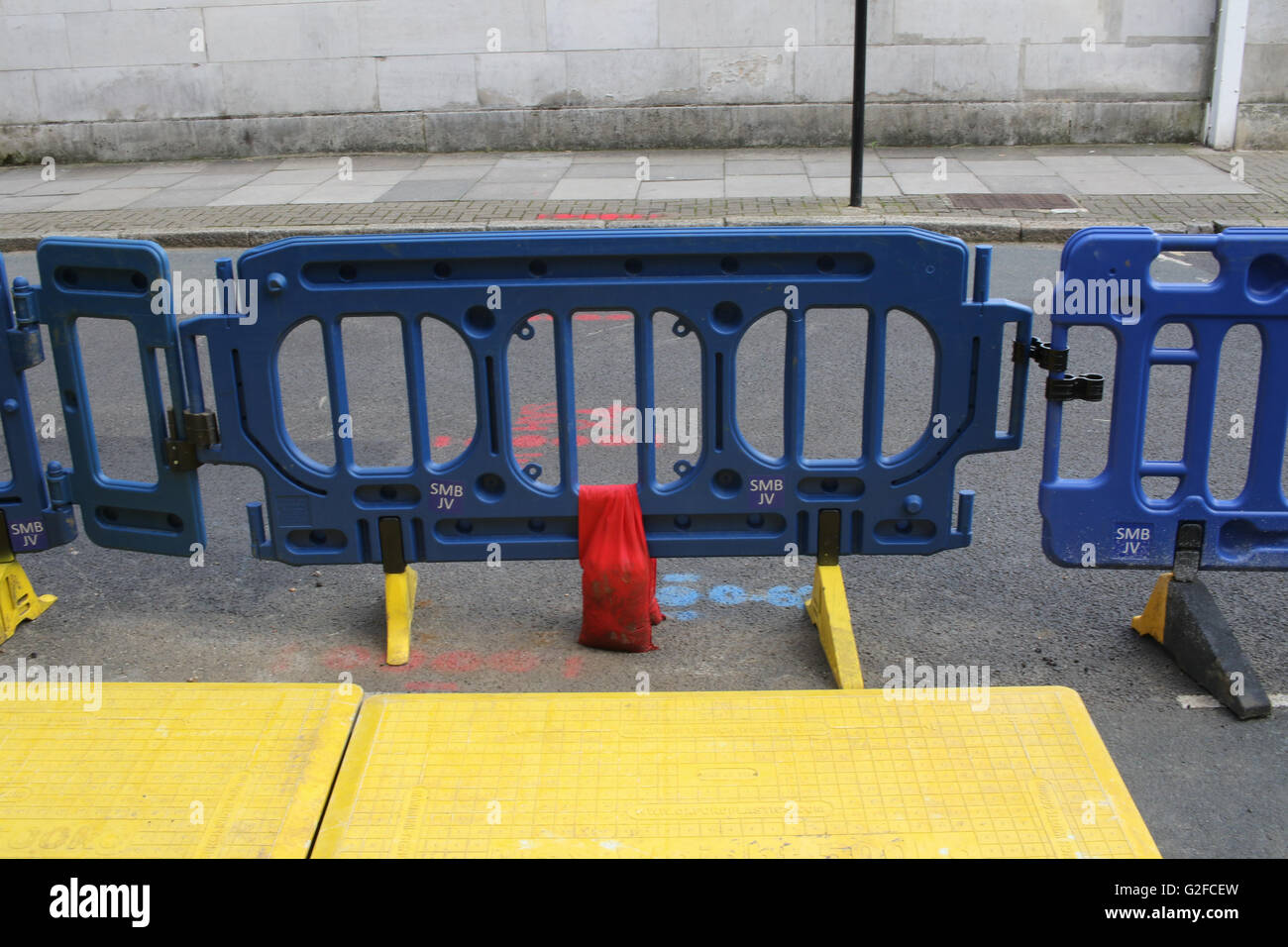 Blue barriers hi-res stock photography and images - Alamy