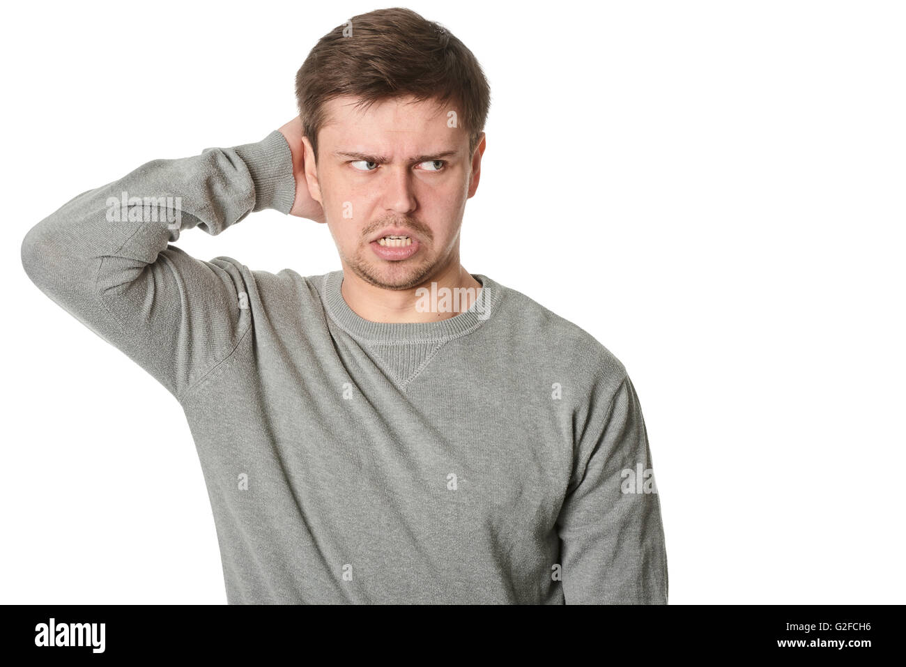 Crazed young man, isolated on white, humorous concept Stock Photo - Alamy