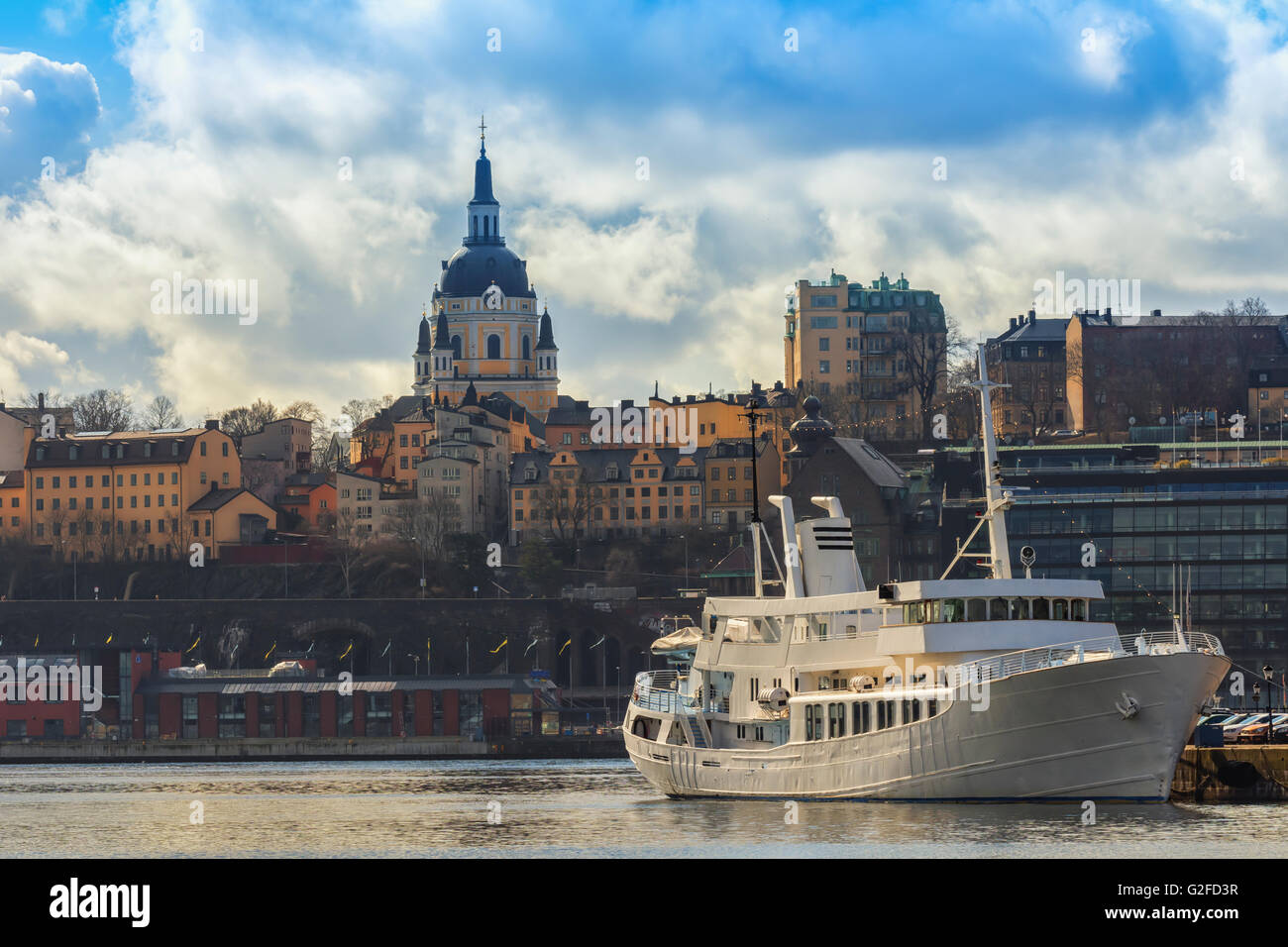 Large tourist ship anchored in the harbor of Stockholm, Sweden Stock ...