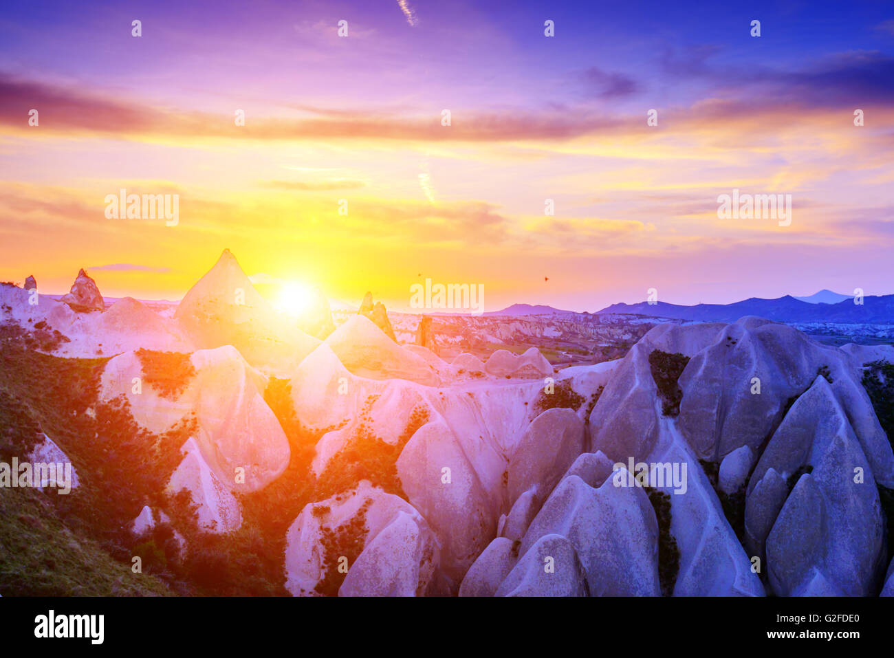 Amazing view of red rose valley in Cappadocia, Turkey Stock Photo - Alamy