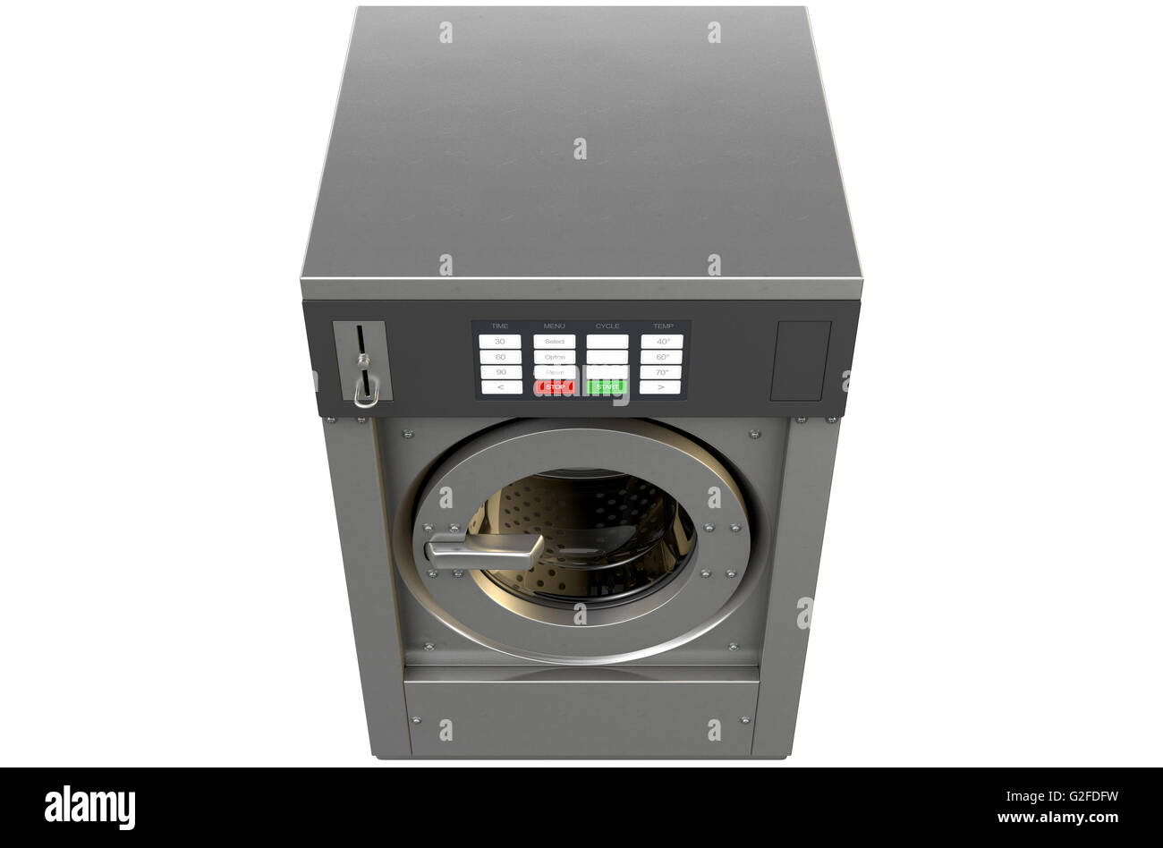 A 3D render of an industrial washing machine on an isolated white ...