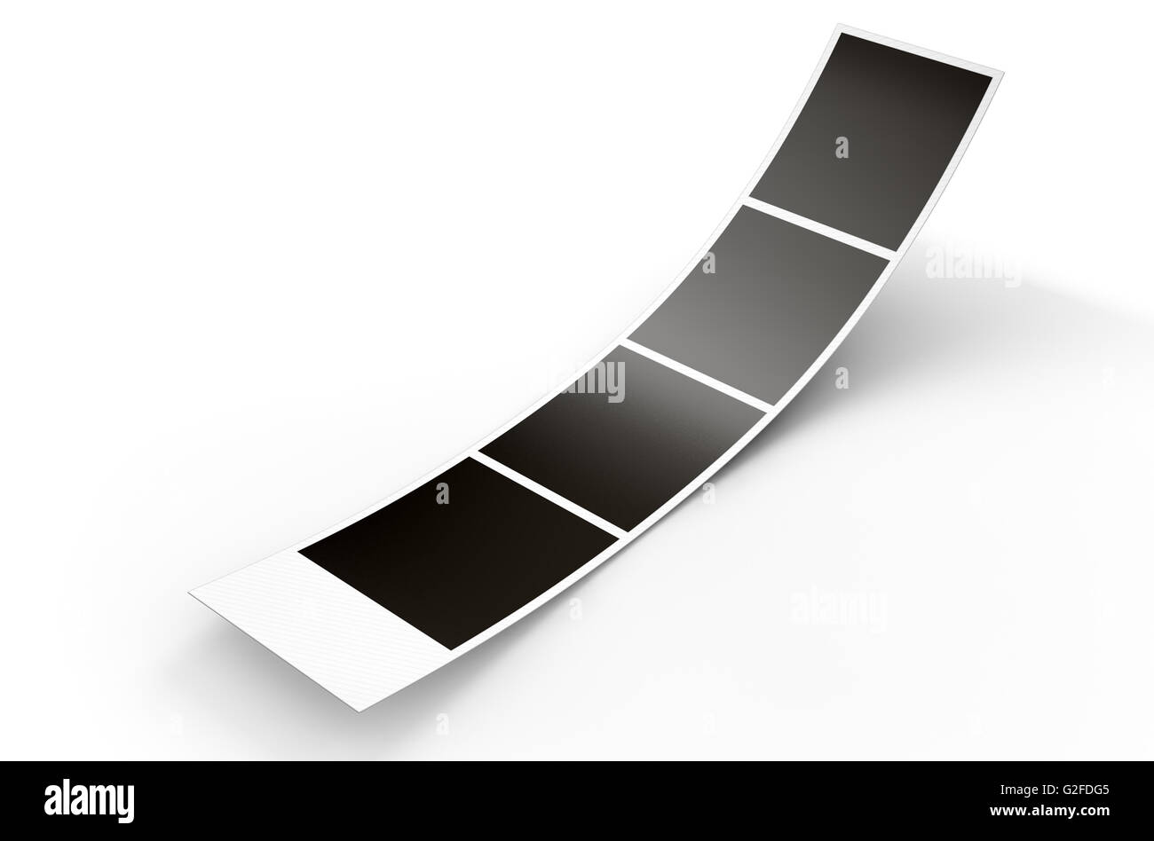 A 3D render of a strip of blank photos from an instant photo booth on ...