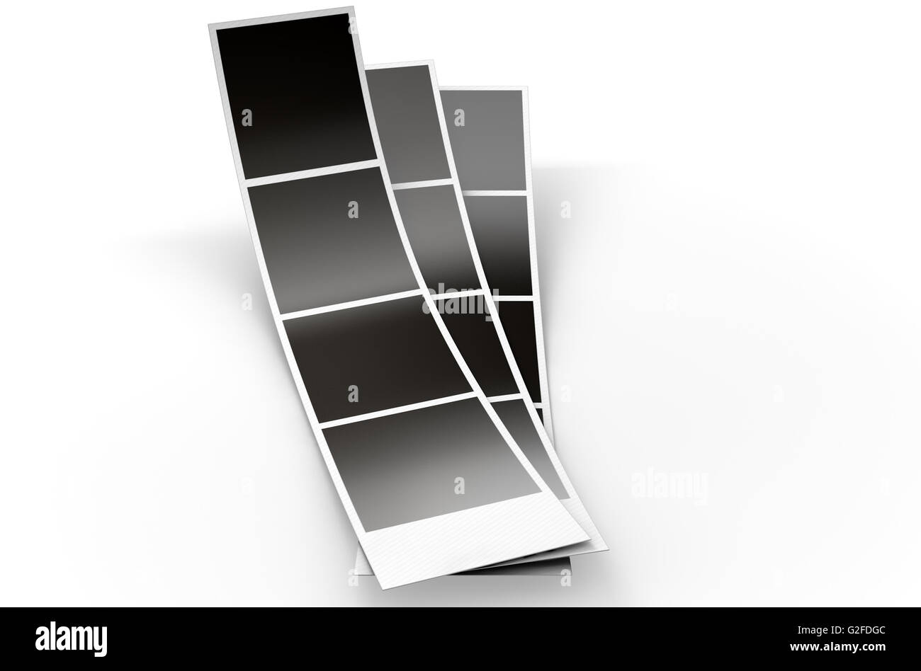 A 3D render of a strip of blank photos from an instant photo booth on ...