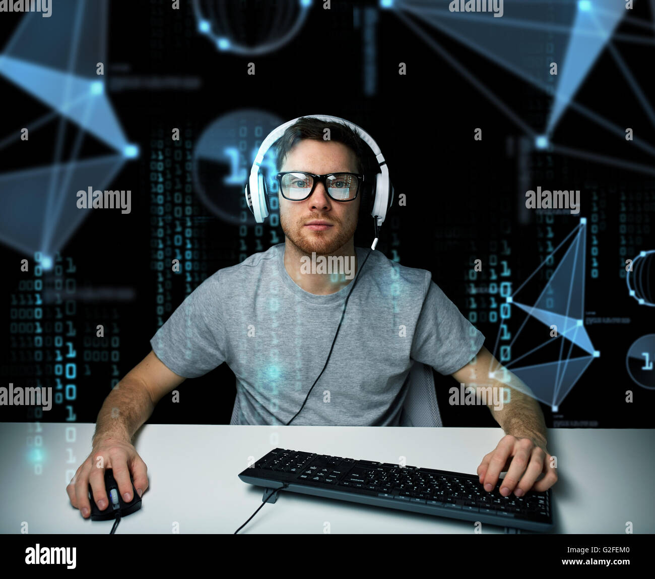 Man computer hacker binary hi-res stock photography and images - Alamy