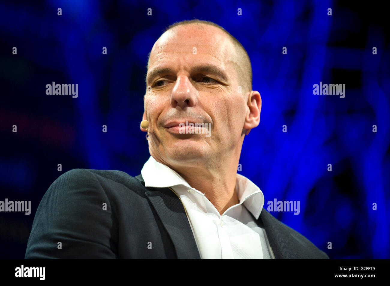 Yanis Varoufakis former finance minister of Greece speaking on stage at ...