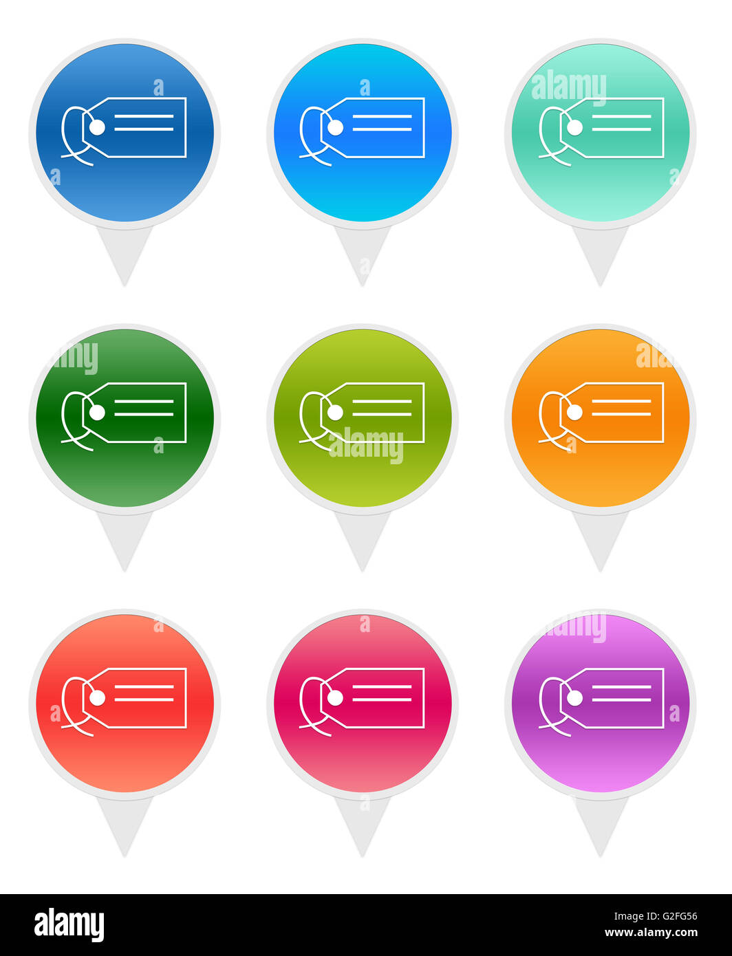 Colorful rounded icons for markers on maps with label symbol Stock ...