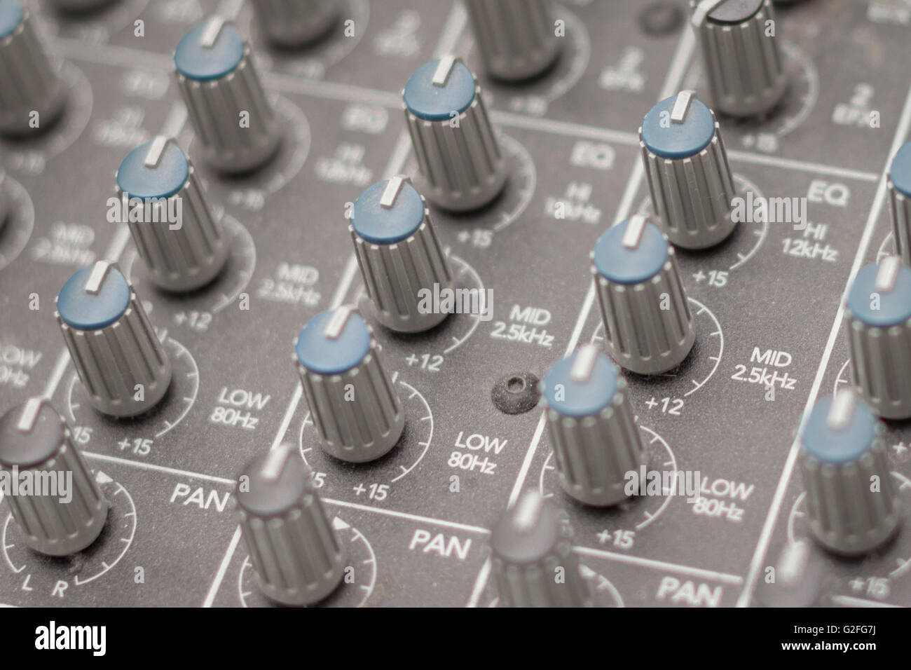 knobs on music mixer - music equipment macro Stock Photo - Alamy
