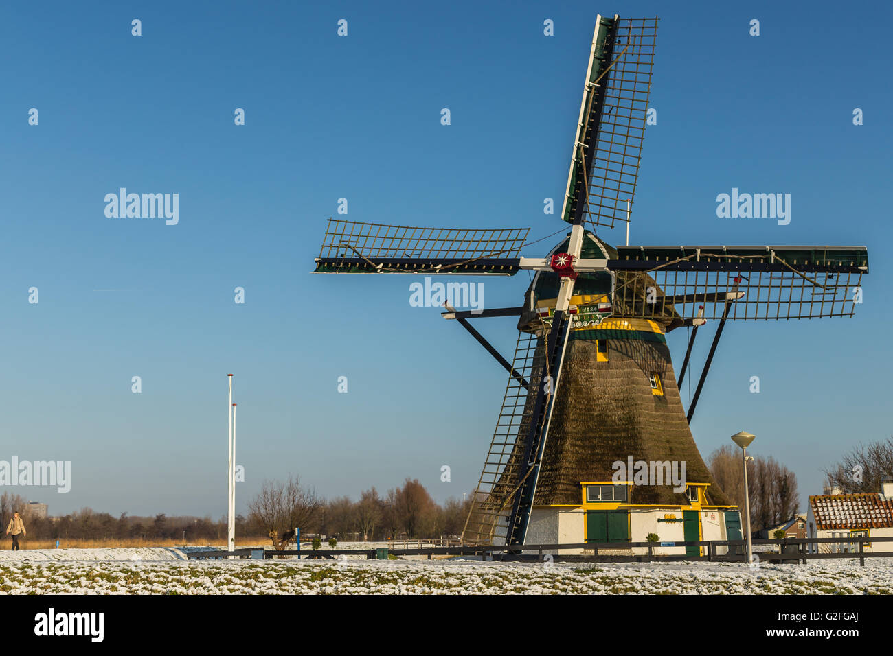 Dutch windmill in the winter Stock Photo - Alamy