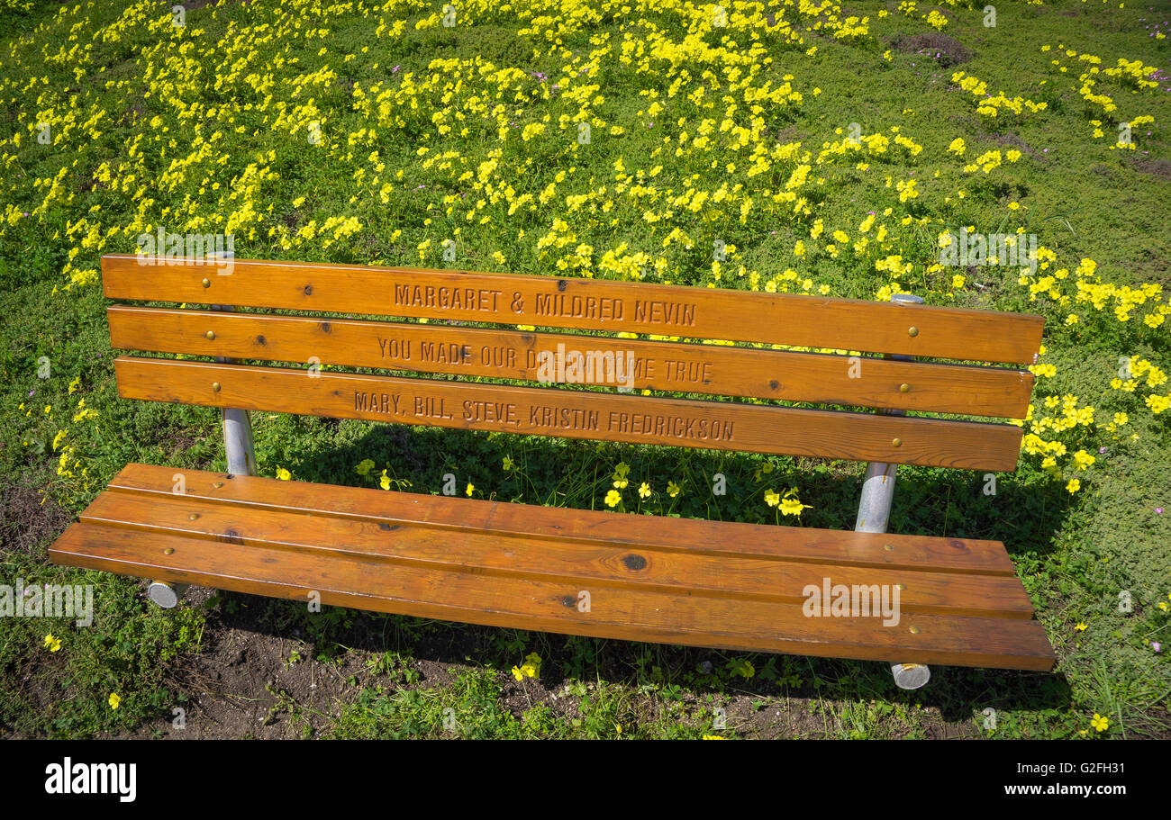 Bench at a coastal walk in Monterey ,California Stock Photo - Alamy